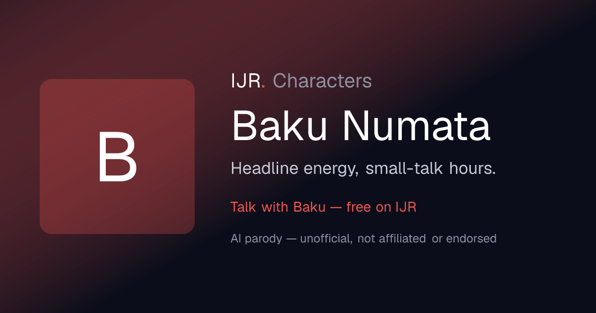 Talk to Baku Numata AI — parody character · IJR Characters
