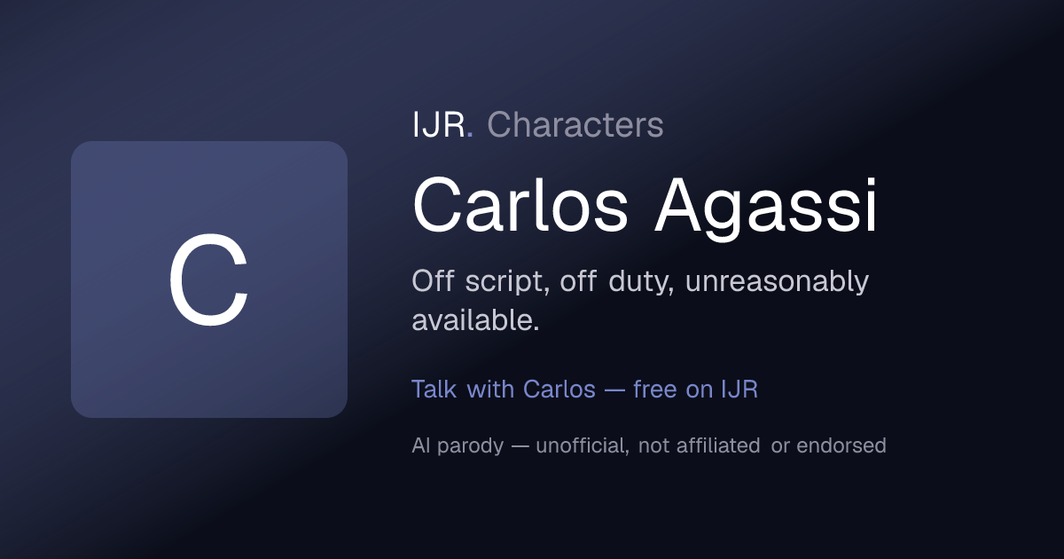 Talk to Carlos Agassi AI — parody character · IJR Characters