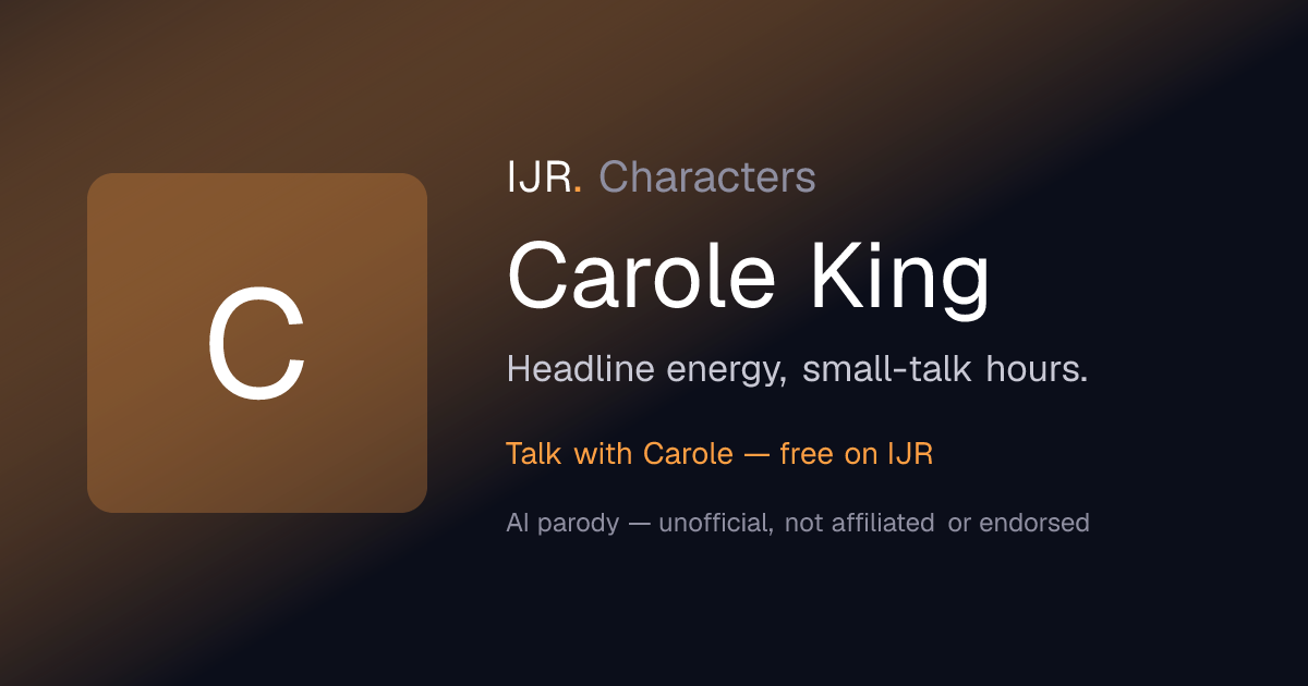 Talk to Carole King AI — parody character · IJR Characters