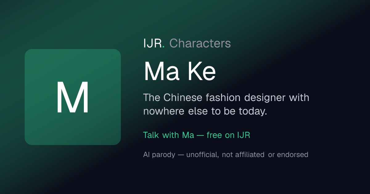 Talk To Ma Ke Ai — Parody Character · Ijr Characters 6105