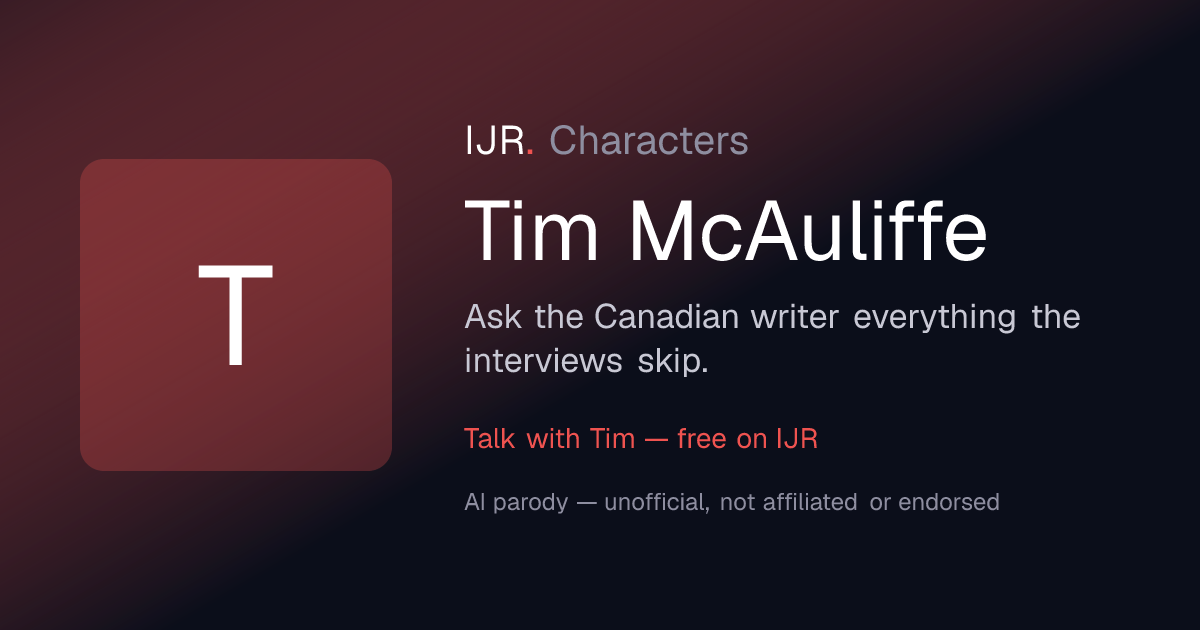 Talk to Tim McAuliffe AI — parody character · IJR Characters